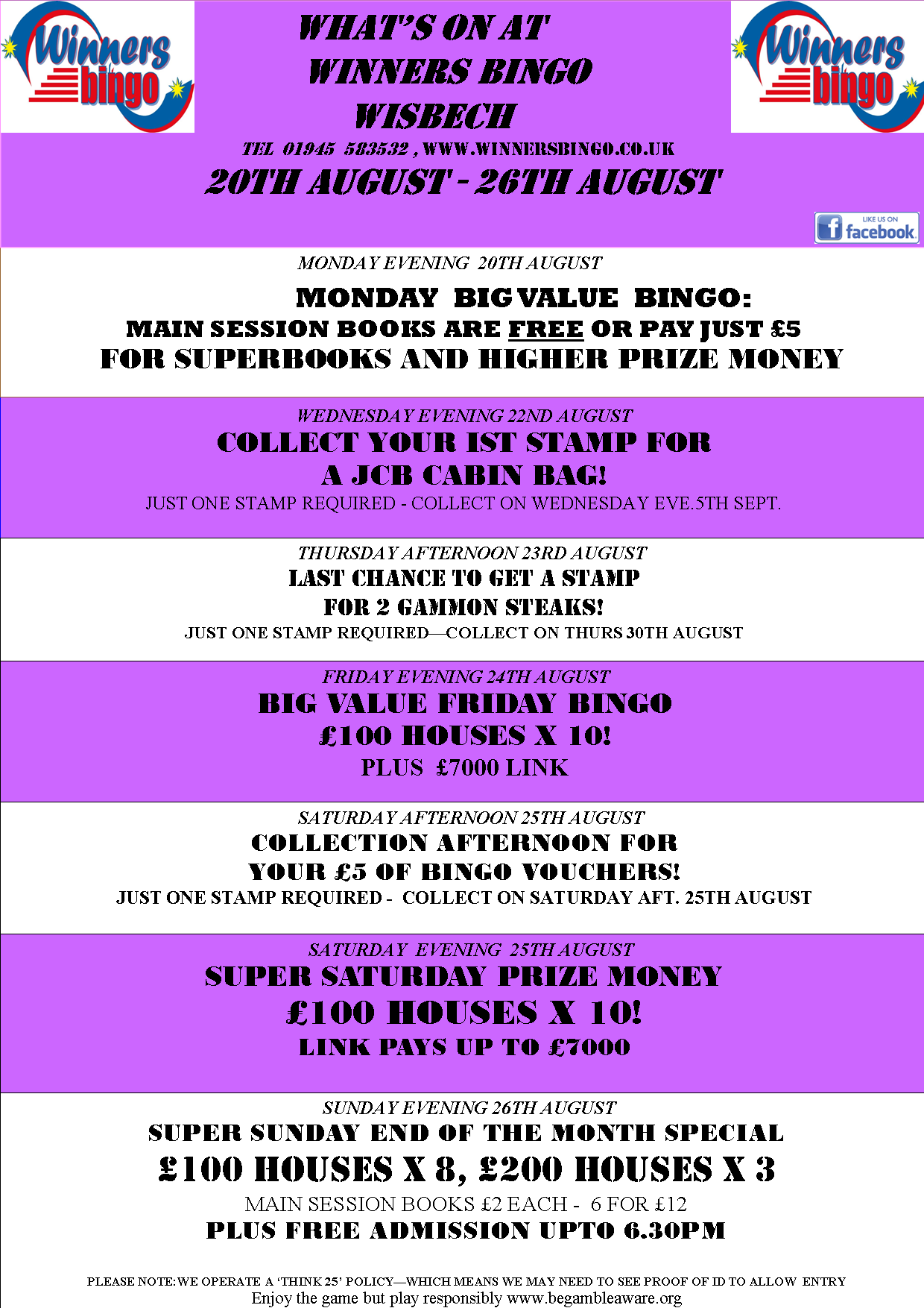 WEEKLY PROMO SHEET 325 COLOUR | Winners Bingo