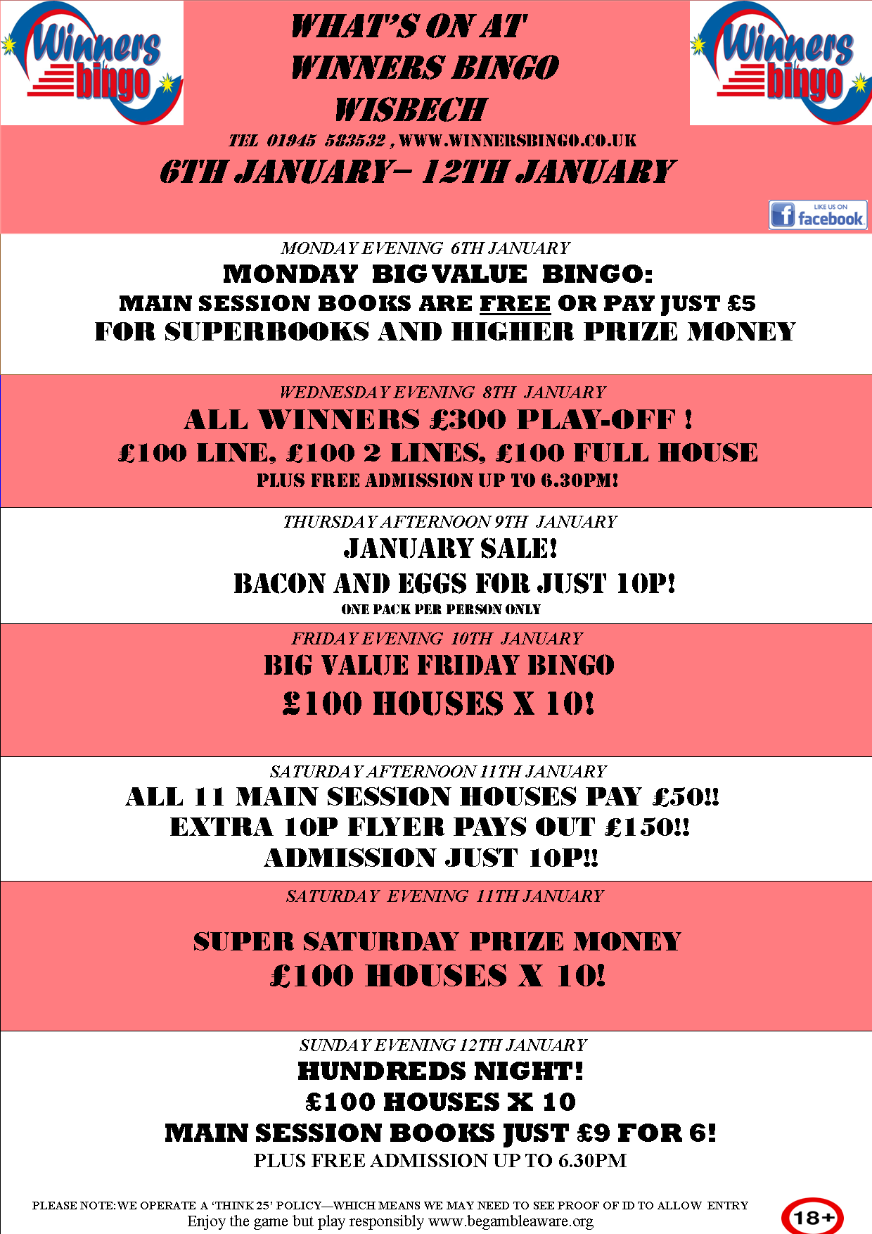 WEEKLY PROMO SHEET 396 COLOUR | Winners Bingo